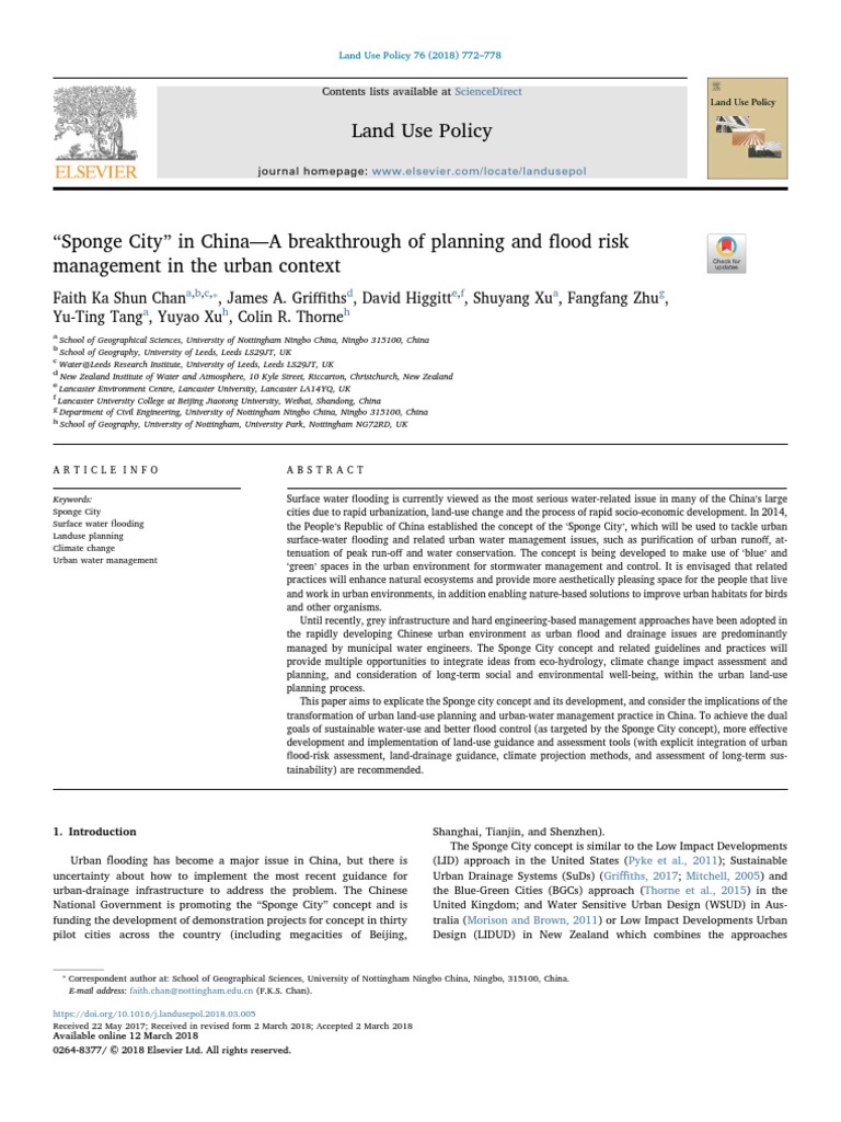 "Sponge City" in China-A Breakthrough of Planning and Flood Risk | PDF ...