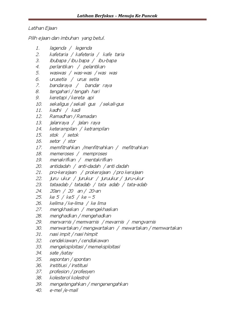Latihan Ejaan Tepat | PDF