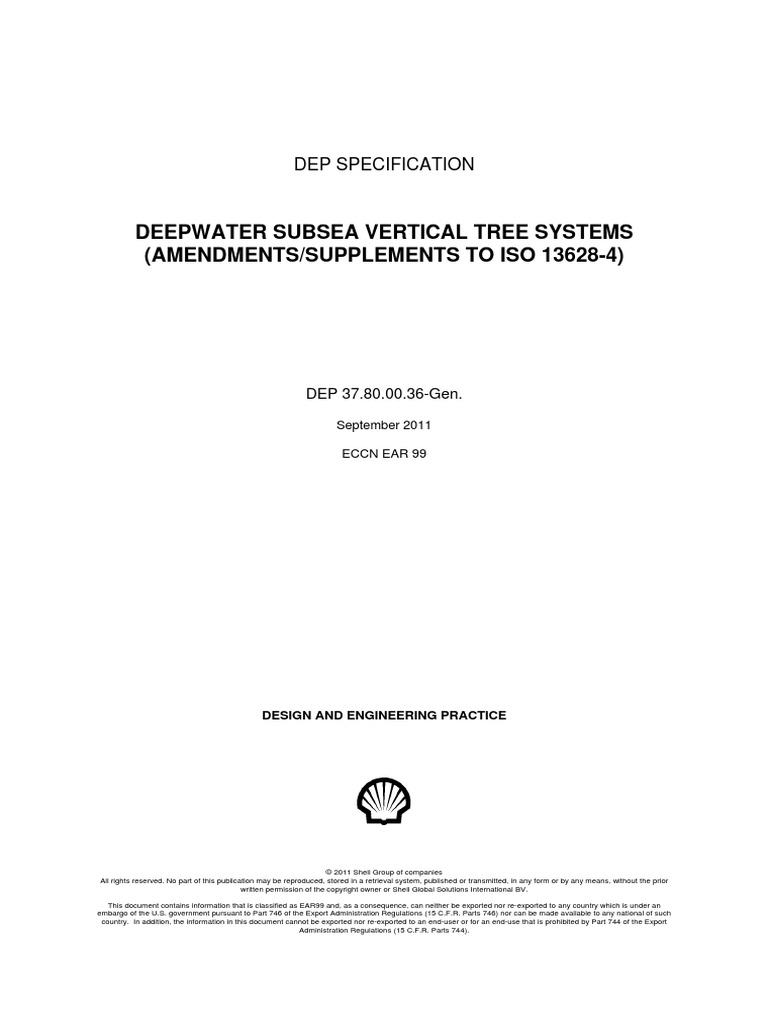 Deepwater Subsea Vertical Tree Systems (Amendments-Supplements To ISO ...