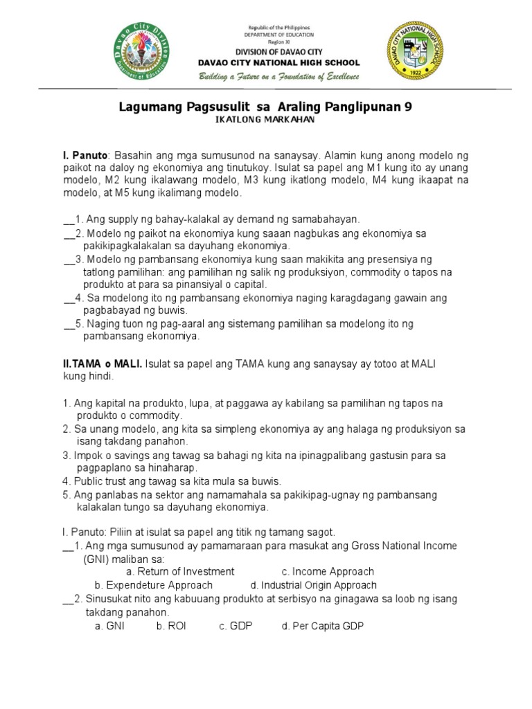 3RD Quarter Ap9 101 | PDF