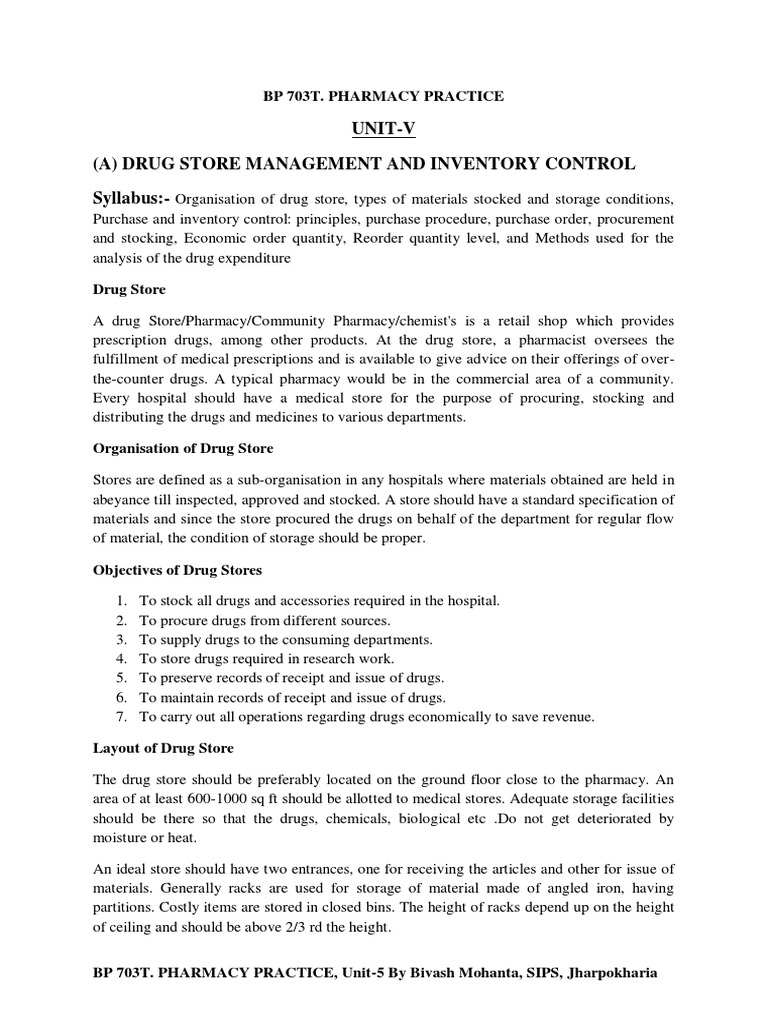 Drug Store Management and Inventory Control | PDF | Hyperglycemia ...