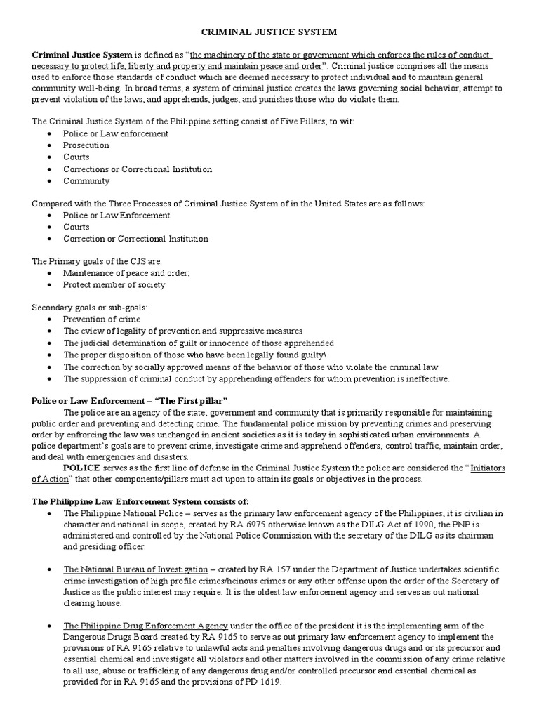Criminal Justice System Notes | PDF | Prosecutor | Criminal Justice