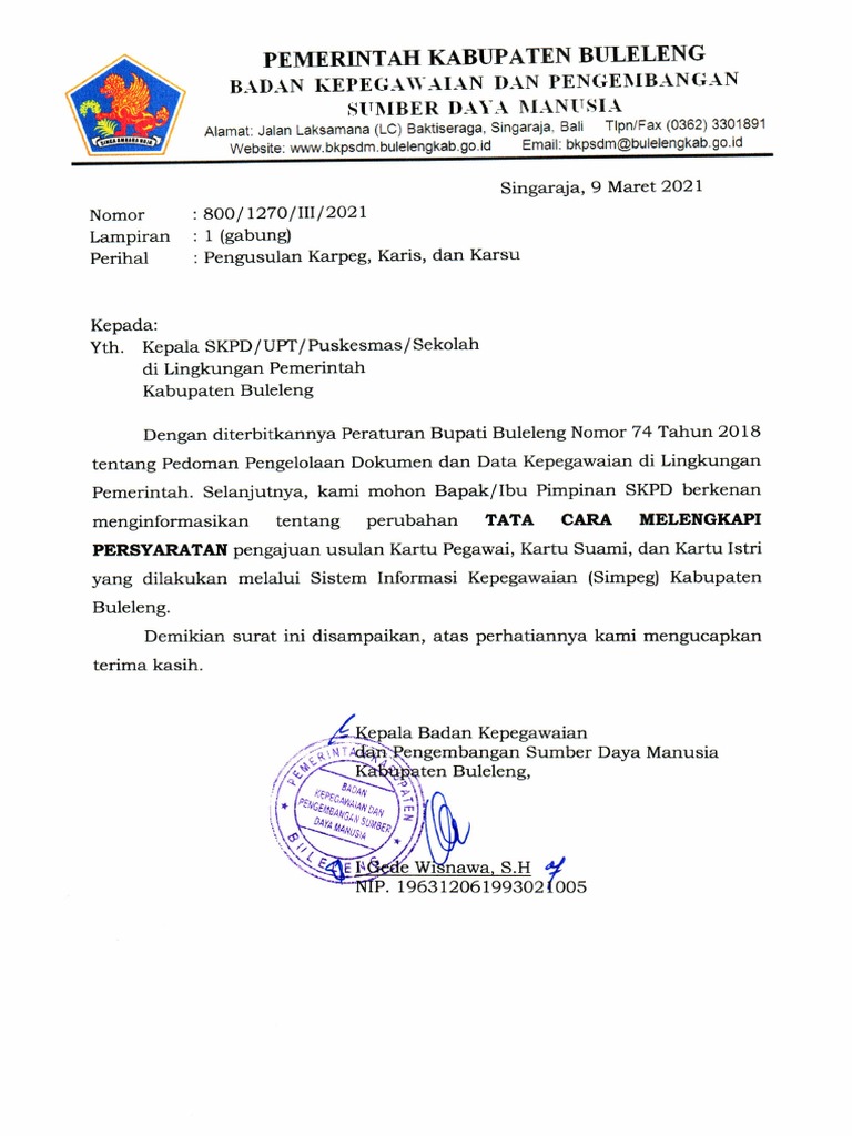 1 - Tata Cara Pengusulan Karpeg Karis Karsu | PDF