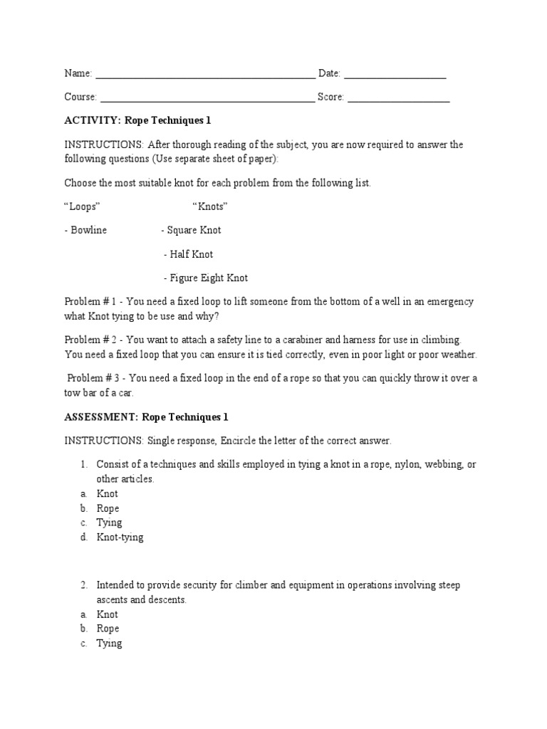 ROTC Quiz 9 & 10 | PDF | Knot | Communication