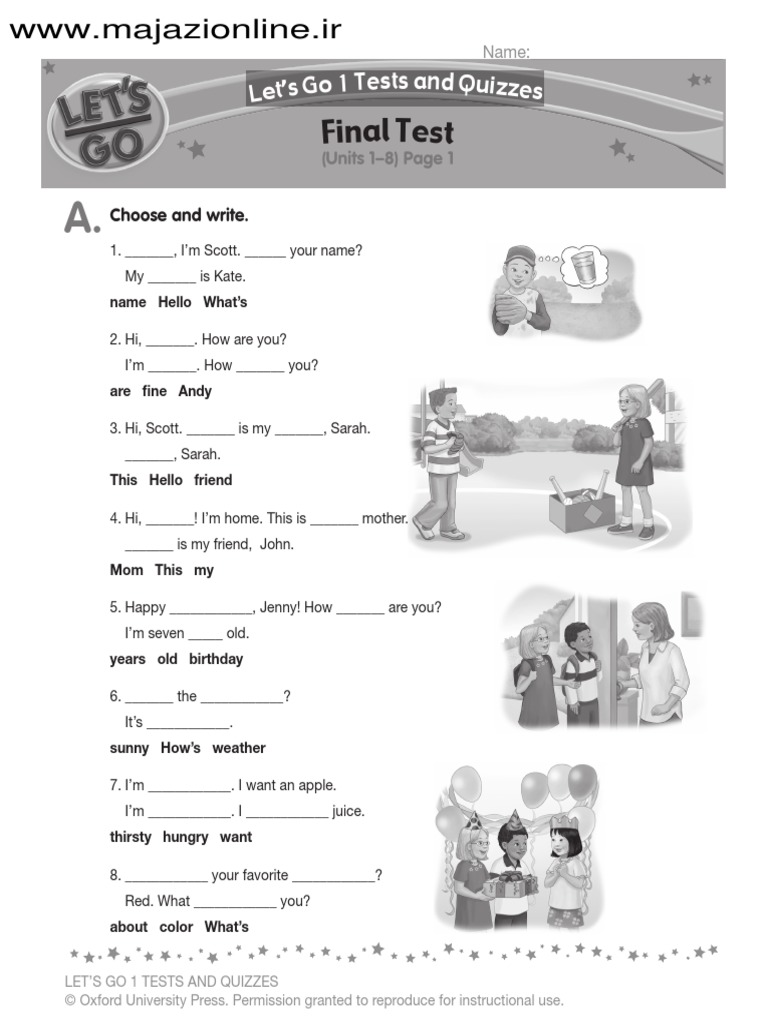 Let’s Go 1 Final Test Overview | PDF | Wellness