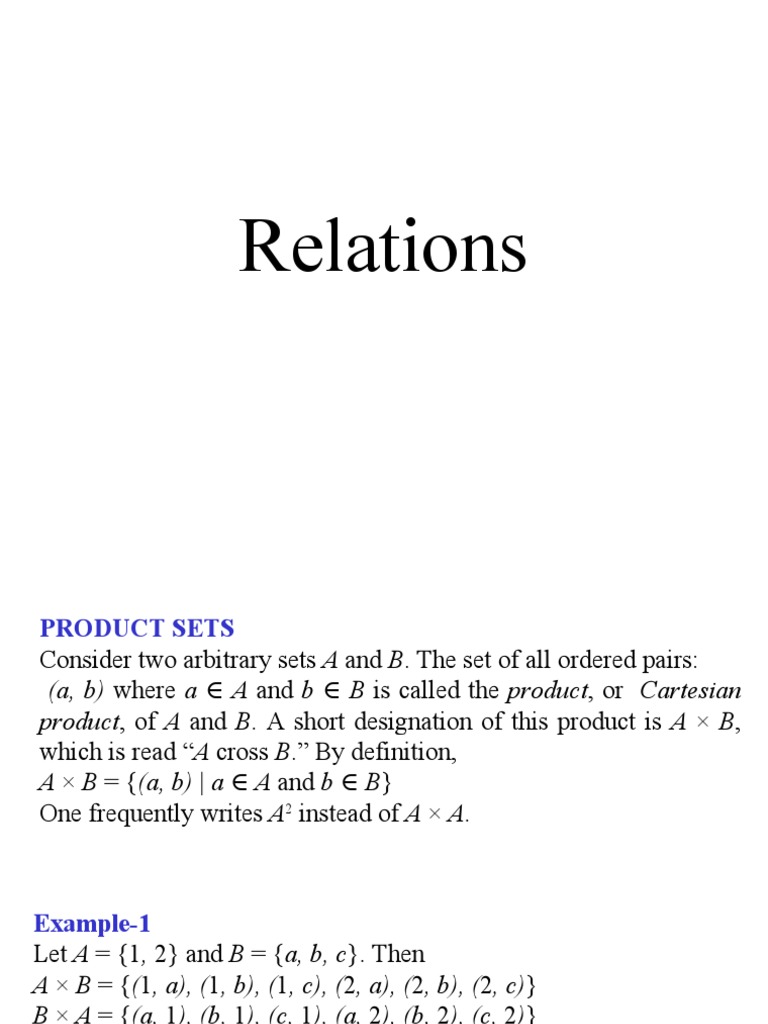 Exploring Relations Between Sets Cartesian Products Binary Relations And Composition Pdf