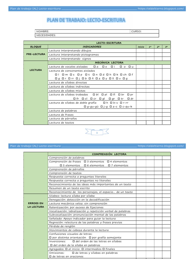 Plan de Trabajo Lecto-Escritura | PDF | Sílaba | Escritura