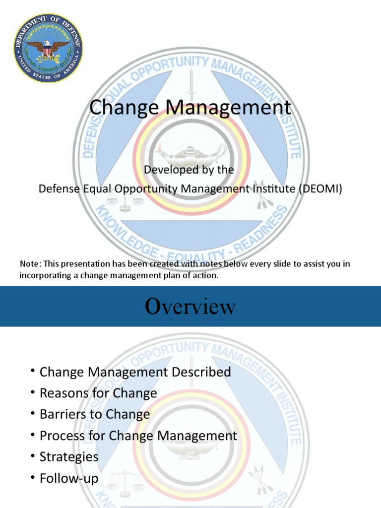 Change Management: Developed by The Defense Equal Opportunity ...