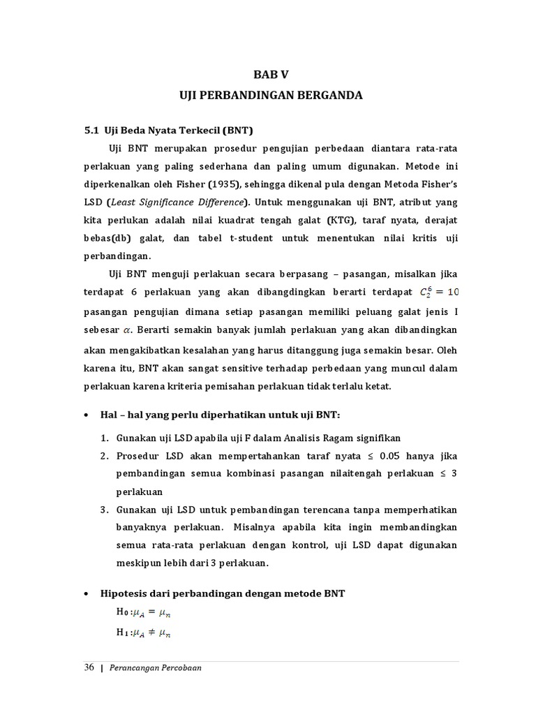 Uji BNT dan BNJ dalam Perancangan Percobaan | PDF
