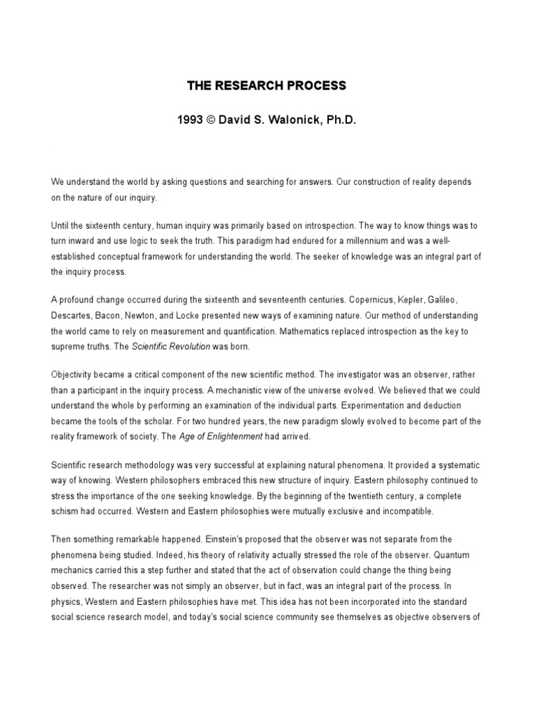 The Research Process | PDF | Sampling (Statistics) | Validity (Statistics)