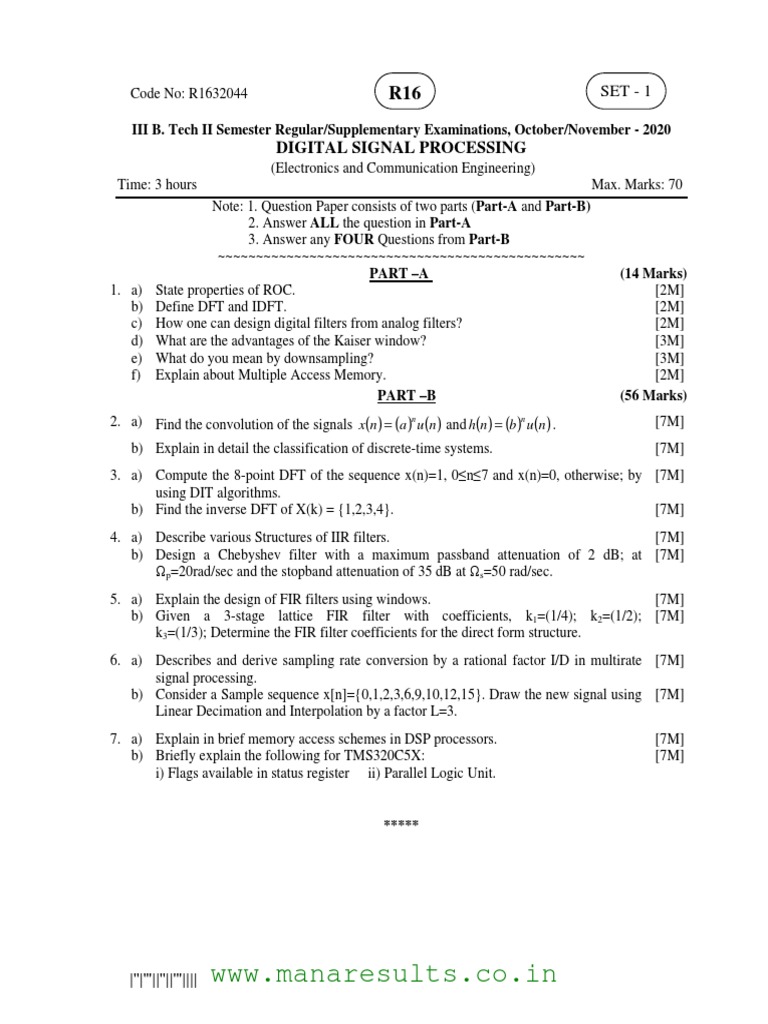 DSP exam questions on properties, DFT, filter design | PDF | Discrete ...