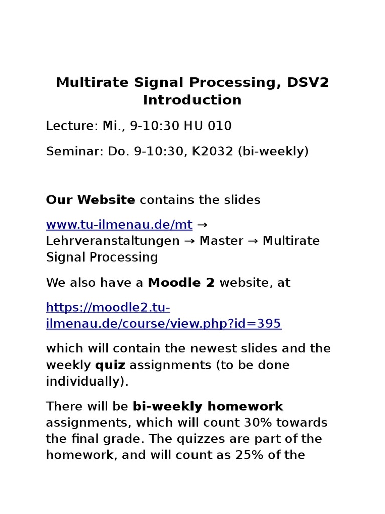 Multirate Signal Processing, DSV2: Our Website Contains The Slides | PDF | Sampling (Signal ...
