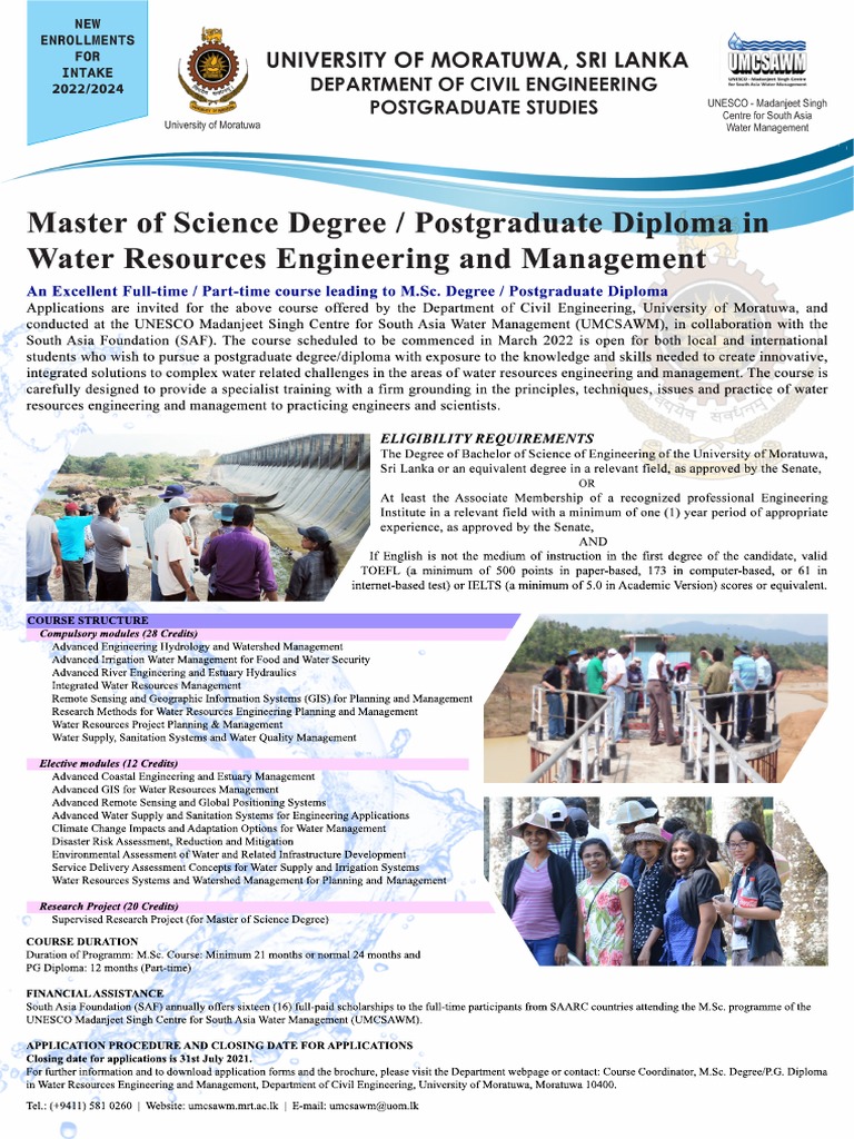 MSC PG Dip in WREM 2022 - 2024 7th Intake - Flyer | PDF