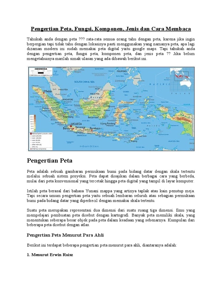 Peta, Fungsi, Komponen, Jenis Dan Cara Membaca | PDF
