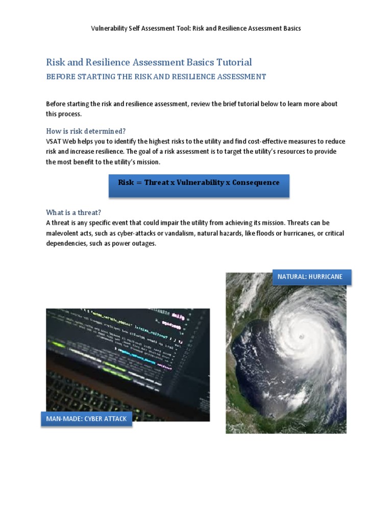 Risk and Resilience Assessment Basics Tutorial | PDF | Vulnerability ...