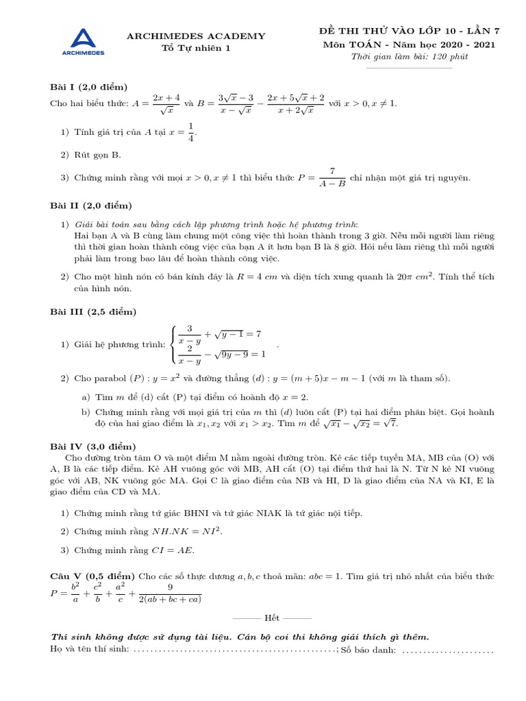 AASS.2021.KT9.Toan DK.07 | PDF
