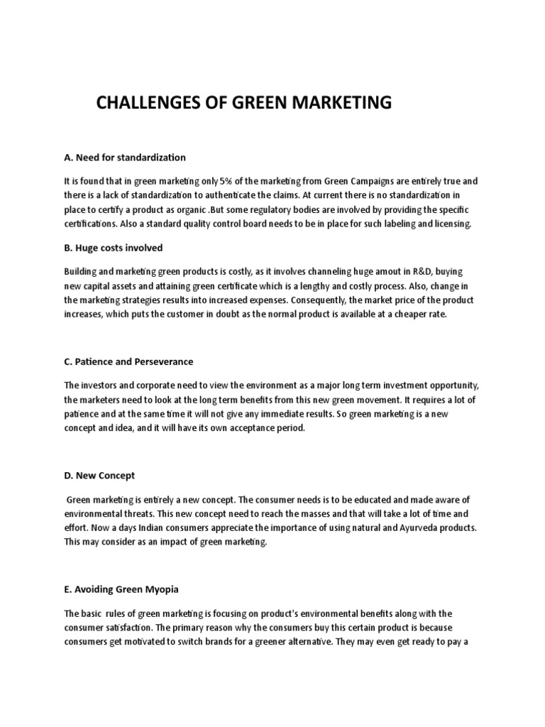 Challenges of Green Marketing | PDF
