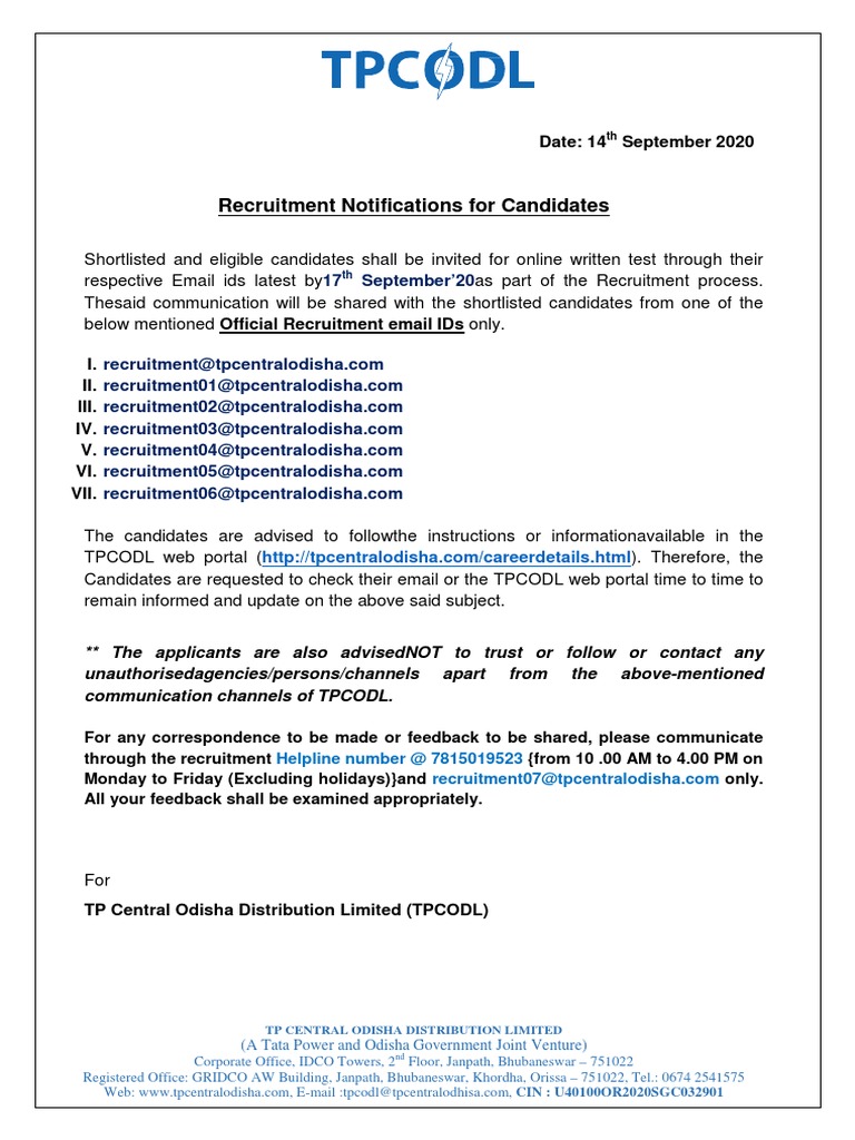 Recruitment Notifications 20200914 | PDF