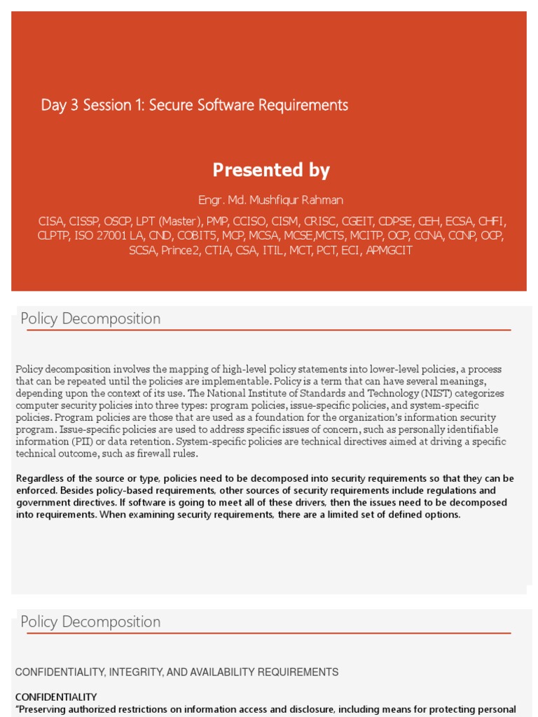 Day 3 Session 1-Secure Software Requirements | PDF | Use Case ...