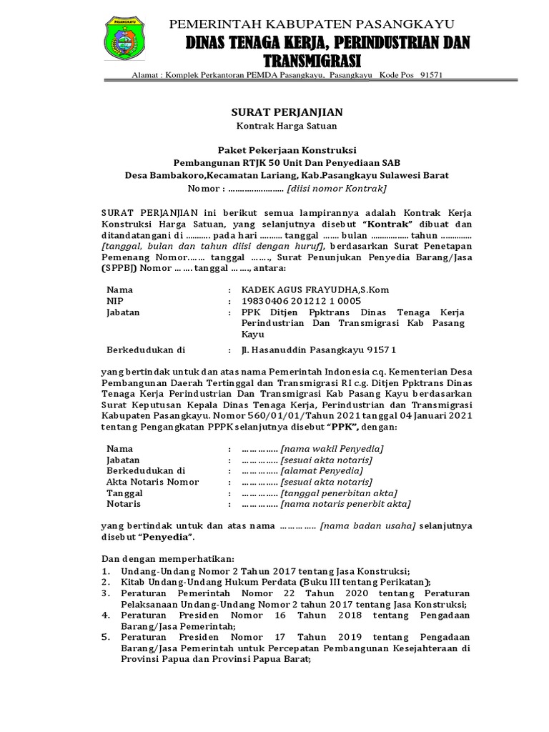 Rancangan Kontrak RTJK Review | PDF