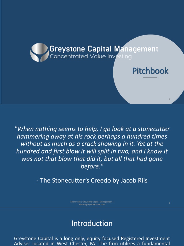 Greystone Capital Pitchbook 7.14.2020 | PDF | Valuation (Finance ...