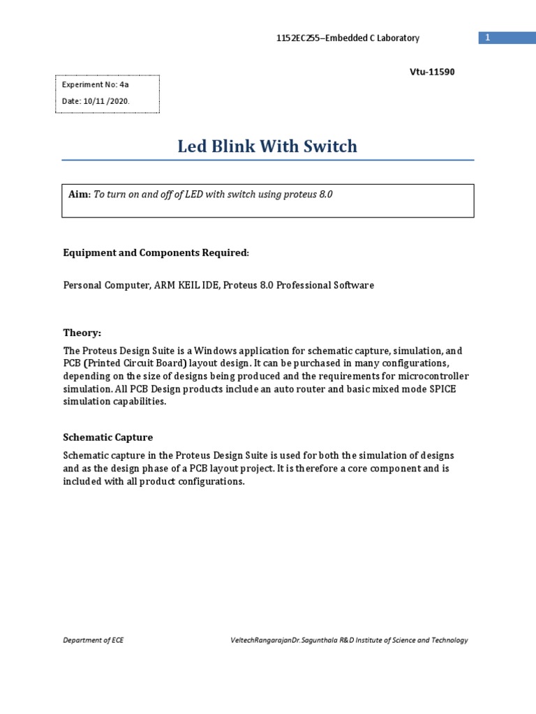 Led Blink With Switch: 1152EC255-Embedded C Laboratory | PDF | Computer Science | Computer ...