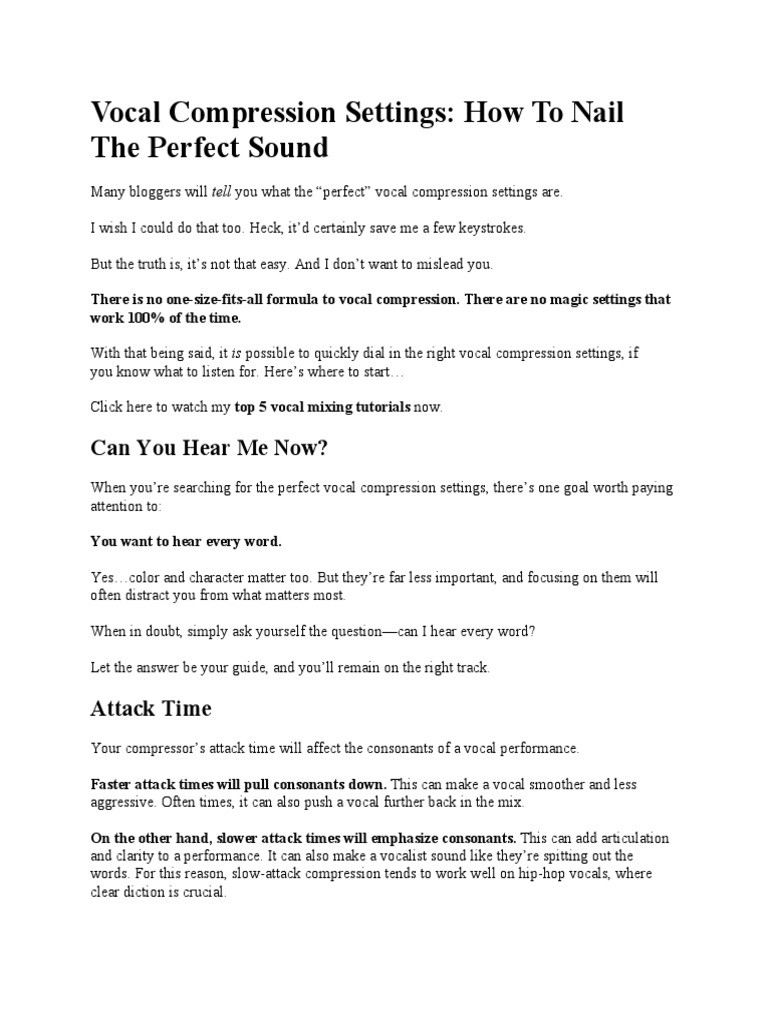 Vocal Compression Settings: How To Nail The Perfect Sound: Can You Hear ...