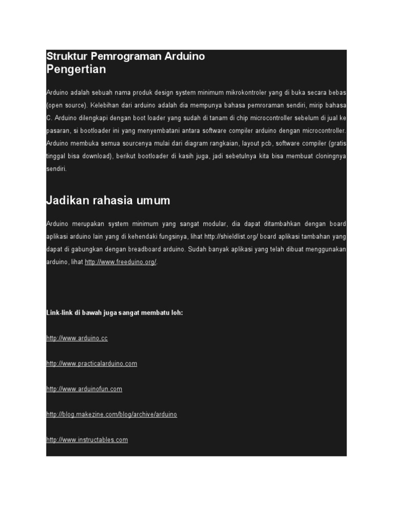 Struktur Bahasa Programming Arduino | PDF