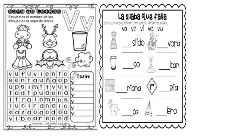 Actividades Letra V | PDF
