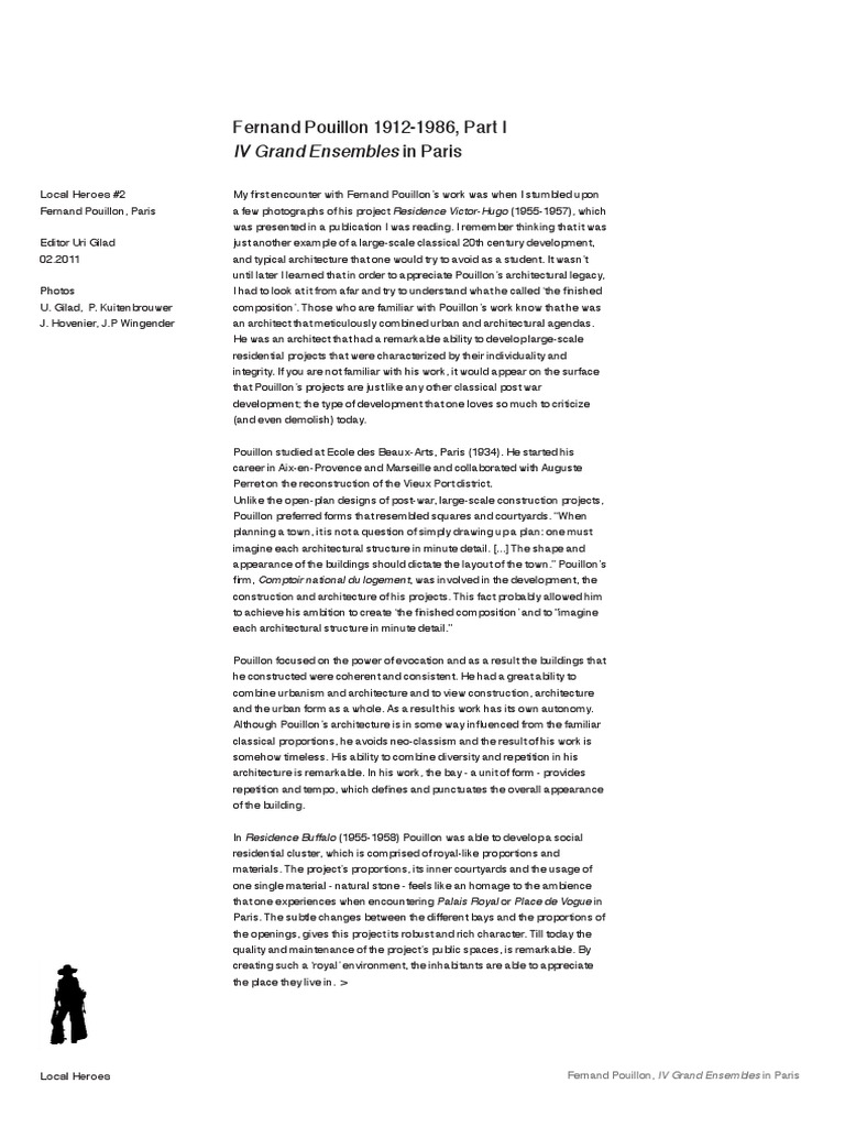 Fernand Pouillon 1912-1986, Part I IV Grand Ensembles in Paris | PDF ...