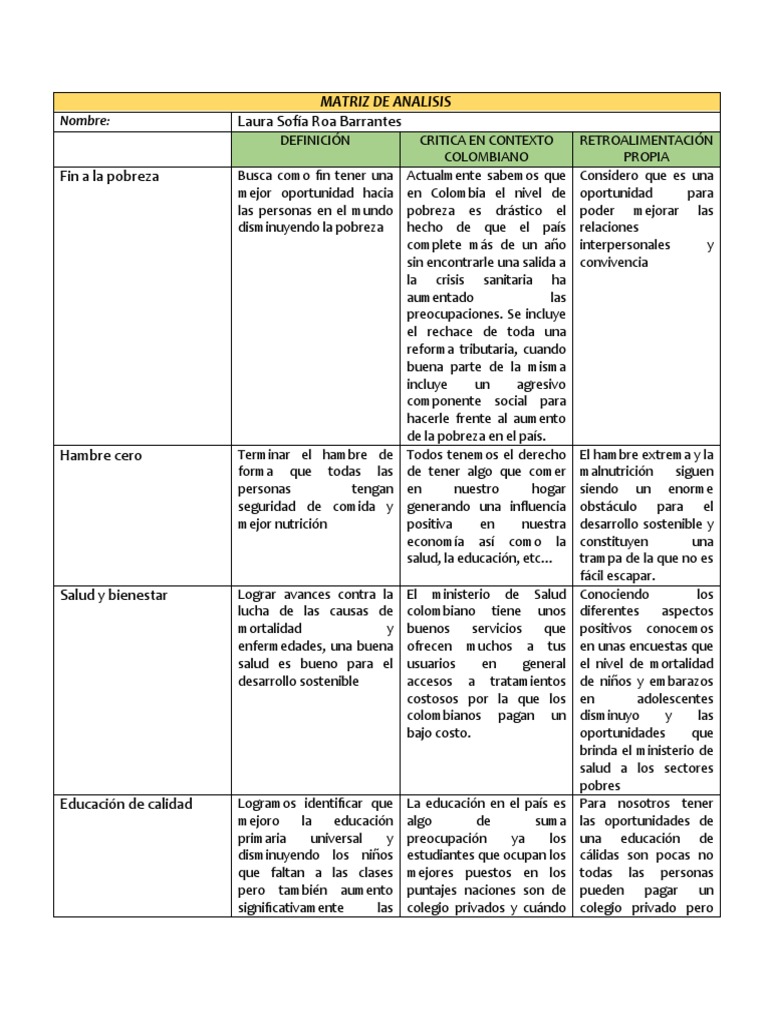 Matriz de Analisis | PDF | Sustentabilidad | Desarrollo sostenible