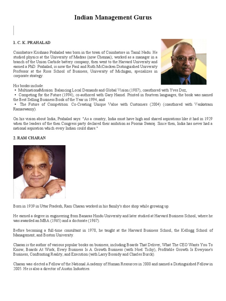 Indian Management Gurus | PDF | Business