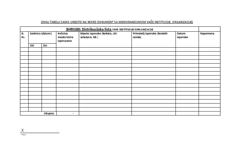 BHRI 180 Distribution List Template | PDF