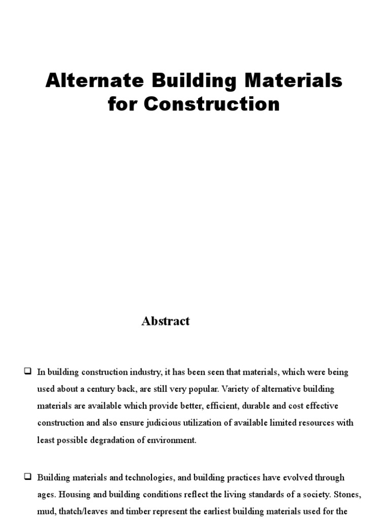 Alternate Building Materials For Construction | PDF | Building ...