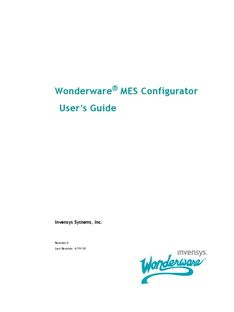 Wonderware MES Configurator User's Guide | PDF | Menu (Computing) | Computer File