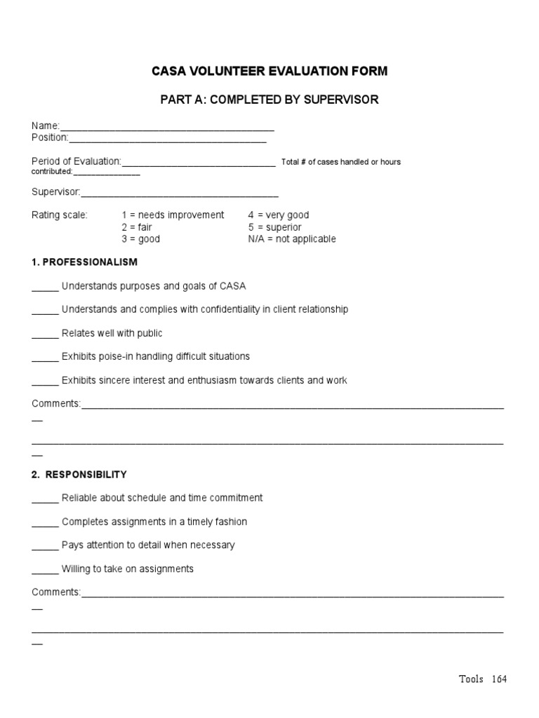 Sample Volunteer Evaluation Form | PDF | Volunteering | Psychological ...
