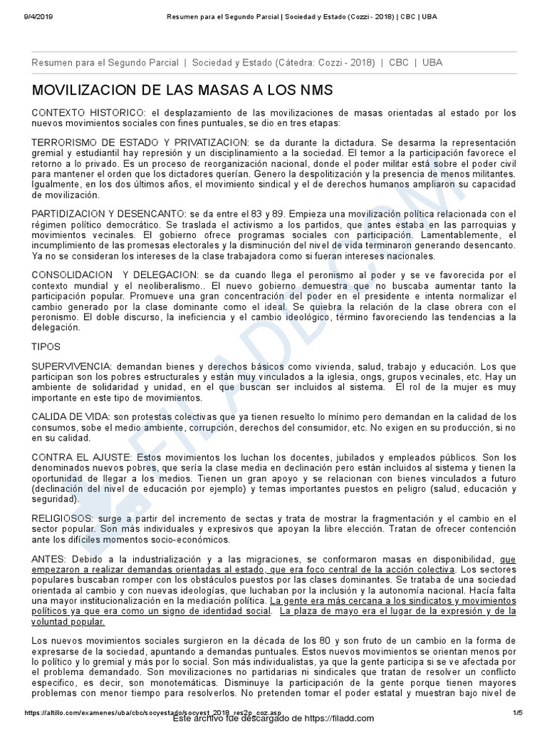 Resumen para El Segundo Parcial - Sociedad y Estado Cozzi - 2018 - CBC ... Resumen para El Segundo Parcial - Sociedad y Estado Cozzi - 2018 - CBC ...