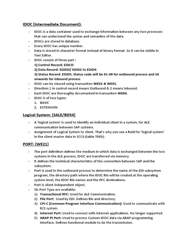 IDOC (Intermediate Document) | PDF | Subroutine | Electronic Data Interchange