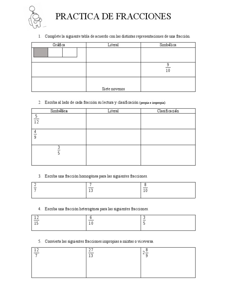 Practica de Fracciones | PDF
