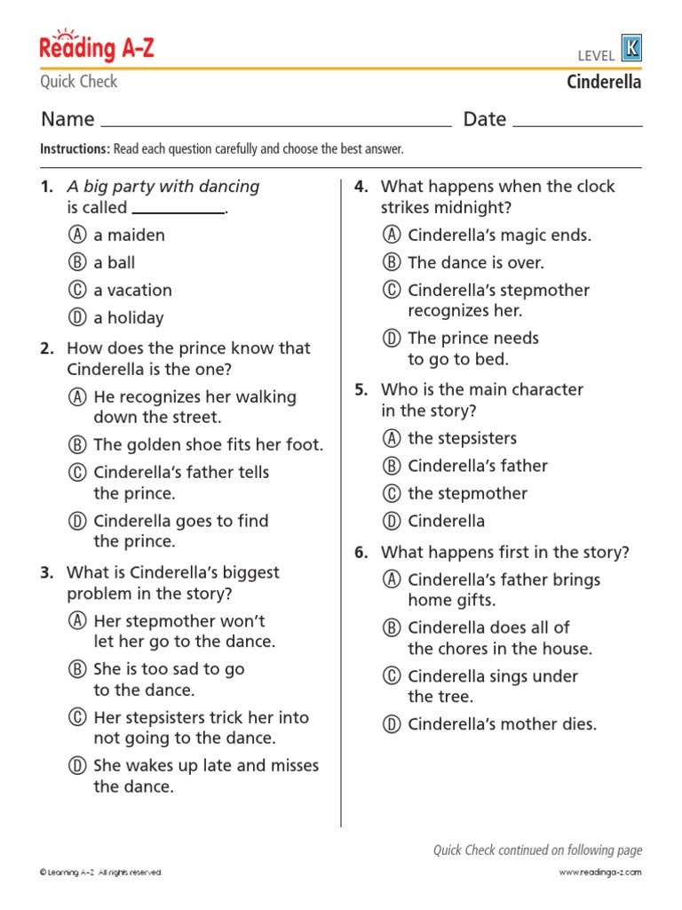 Cinderella Questionnaire | PDF | Cinderella