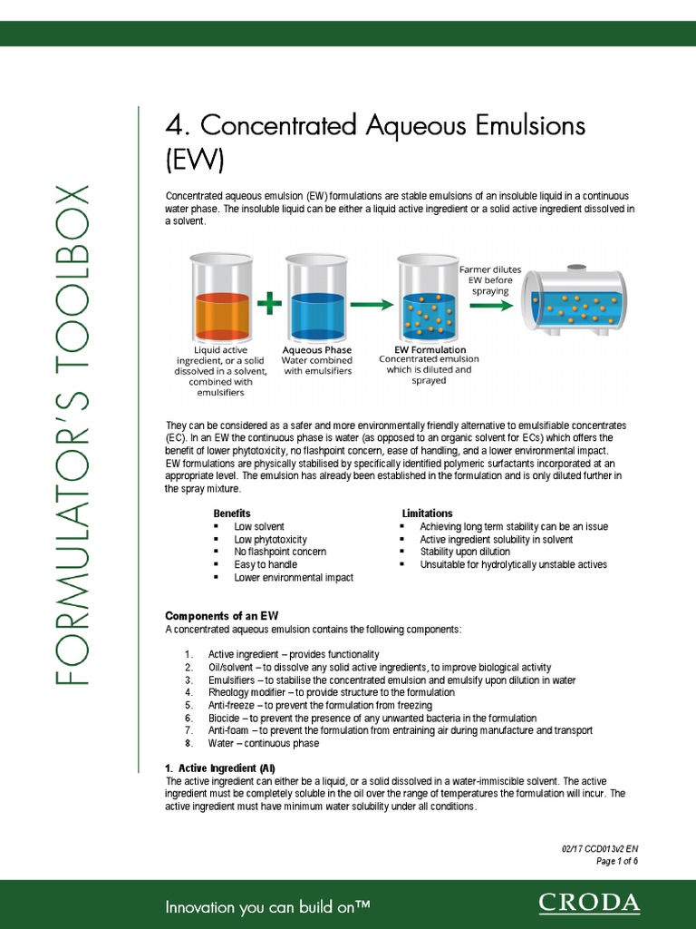 Chapter 4 - Concentrated Aqueous Emulsions (EW) | PDF | Emulsion ...