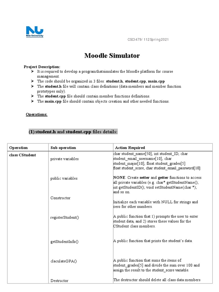 Moodle Simulator Project Overview | PDF | Subroutine | Class (Computer ...