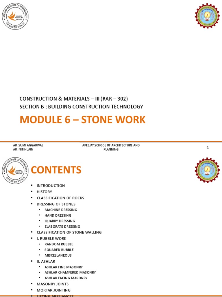 Stone Work Construction Techniques | PDF | Masonry | Architectural Design