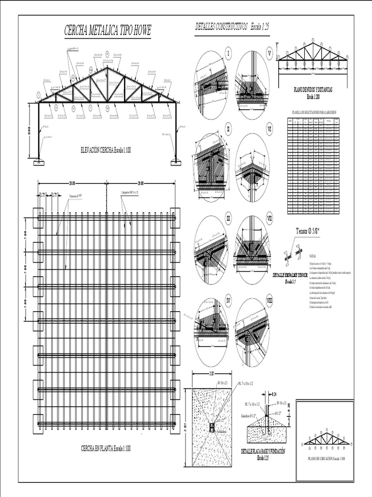 Cercha Metalica Tipo Howe: Detalles Constructivos Escala 1:25 | PDF