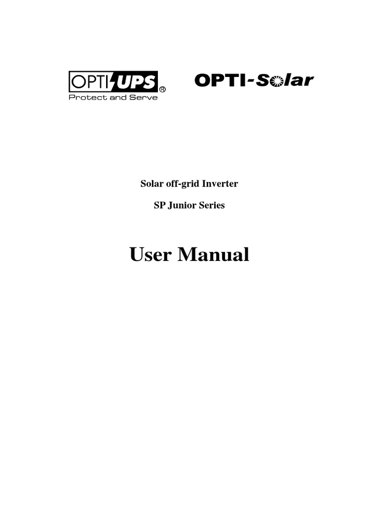 User Manual: Solar Off-Grid Inverter SP Junior Series | PDF | Power ...