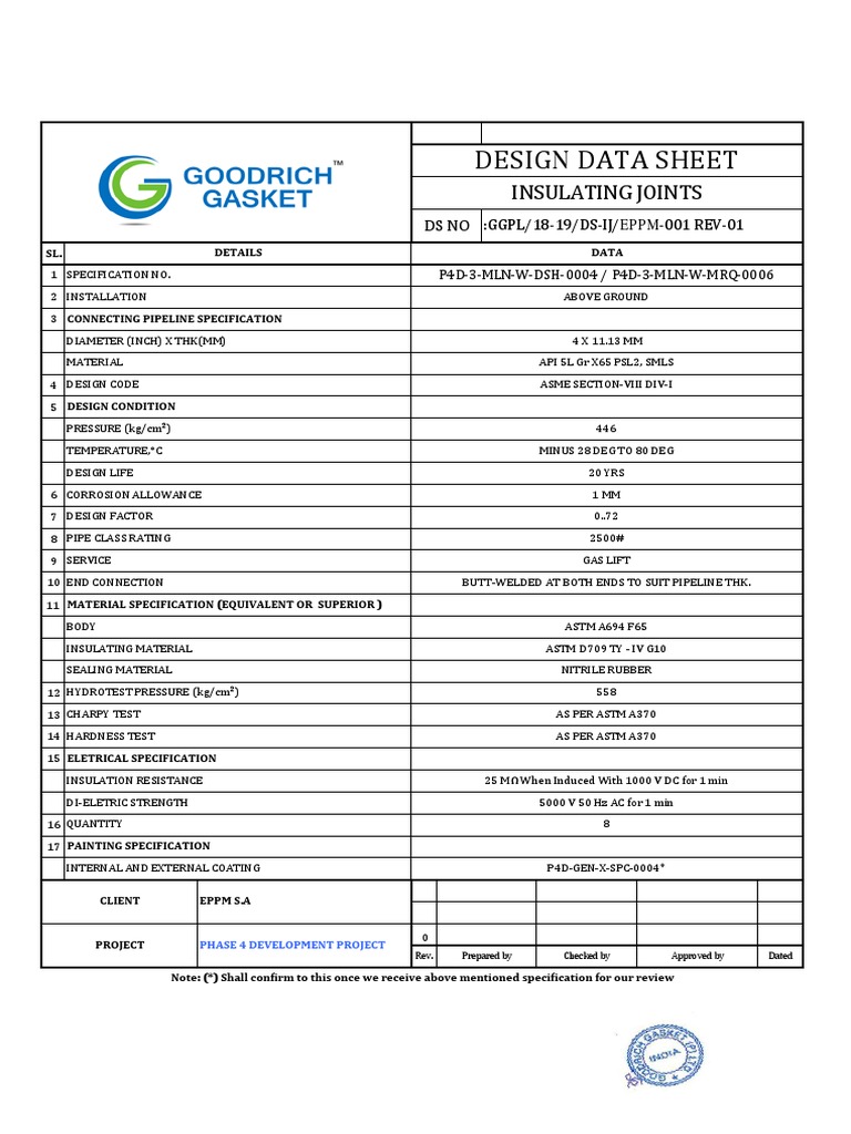 Design Data Sheet: Insulating Joints | PDF | Civil Engineering ...
