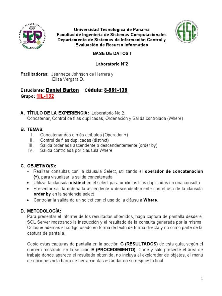 Lab2-Base de Datos | PDF | SQL | Recuperación de información