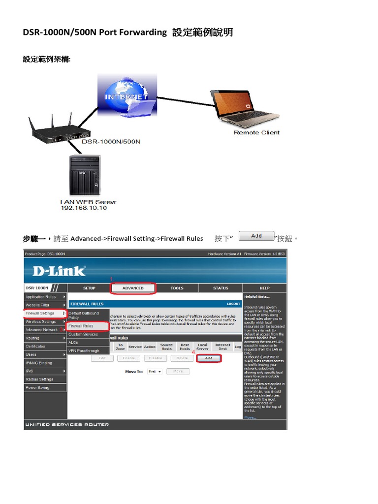 DSR-1000N 500N PortForwarding Setting Sample | PDF