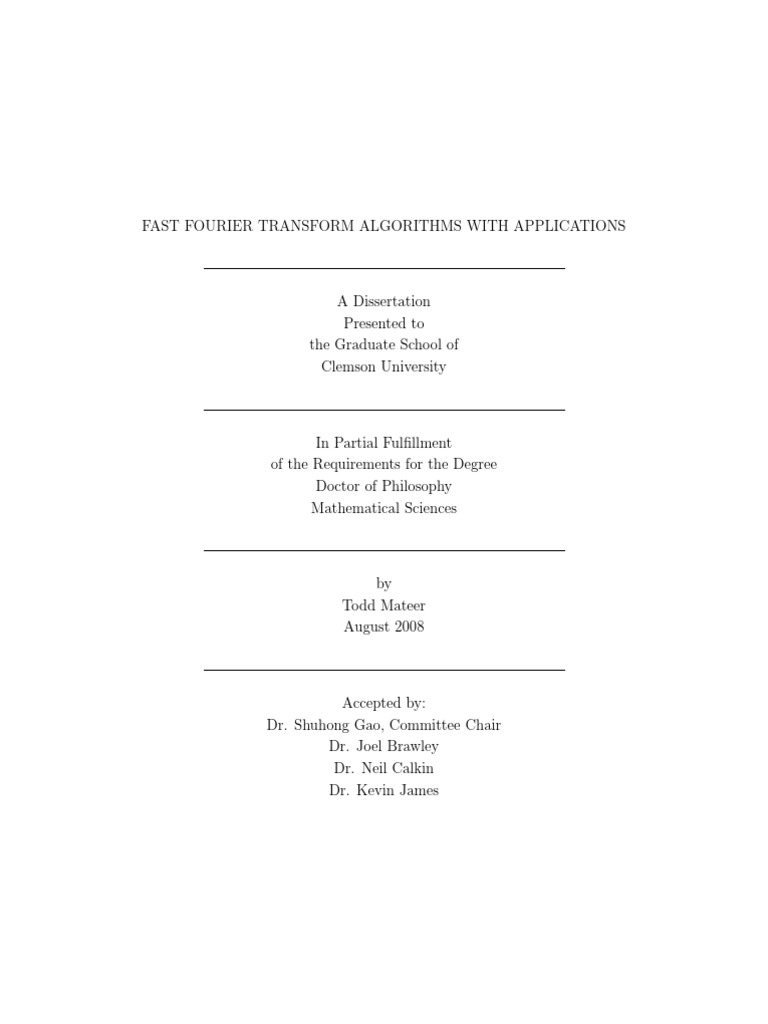 Fast Fourier Transform Algorithms With Applications | PDF