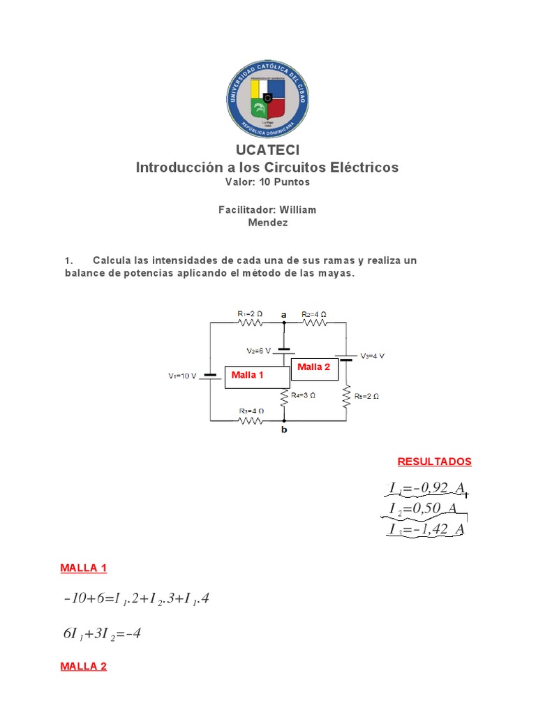 Ejercicios Ley de Nodos y Mallas . | PDF | Resistencia Eléctrica y Conductancia | Corriente ...